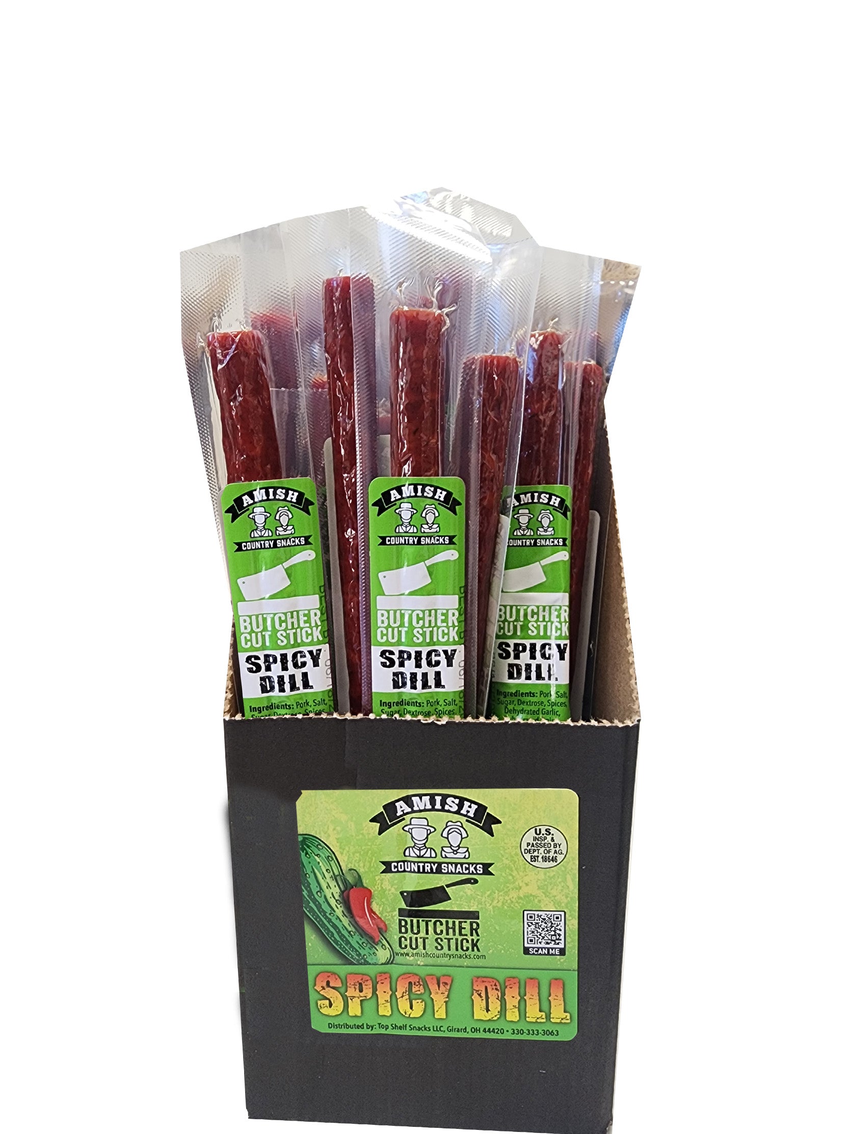 Spicy Dill Butcher Cut Meat Sticks 24ct box – Amish Country Snacks